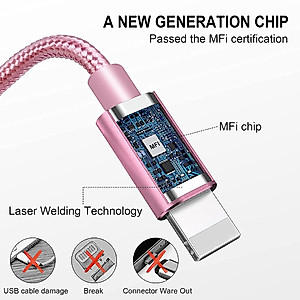 Souina Phone Charger, 4 Pack [3/6/6/10 FT] Nylon Braided Fast Charging Lightning Cable Compatible Phone 14 13 mini/13/12/11 Pro MAX/XR/XS/8/7/Plus/6S/SE/iPad