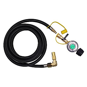 METER STAR QCC Propane Gas Grill Regulator 1/4" Quick Connect Cylinder Adapter and 12 Foot 1/4' Quick Connect Liquid Propane Hose Fitting Kit Elbow Adapter Only for Blackstone 17"/22" Griddle