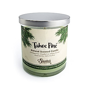 Tahoe Pine Scented Natural Soy Candle, Essential Fragrance Oils, 100% Soy, Phthalate & Paraben Free, Clean Burning, 9 Oz.