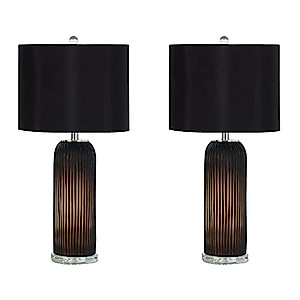 Signature Design by Ashley Abaness Contemporary 28.63" Glass Table Lamp, 2 Count, Black