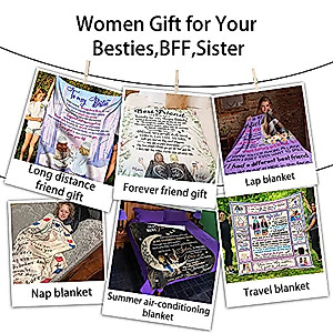 Custom Best Friend Throw Blanket with Name & Hairstyle- Soft Fleece Blanket | Best Friend Birthday Gifts for Women,Personalized Friendship Gifts for Teen Girls, Besties,Sister | Long Distance Gift