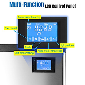 Commercial Ice Maker Machine 350LBS/24H, 310LBS Large Storage Bin, 14x13 Ice Cube, Stainless Steel, for Restaurant/Bar/Business…