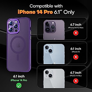 KISEN for iPhone 14 Pro Case Magnetic Compatible with MagSafe Slim Translucent Matte Phone Case Cover 6.1 inch, Deep Purple