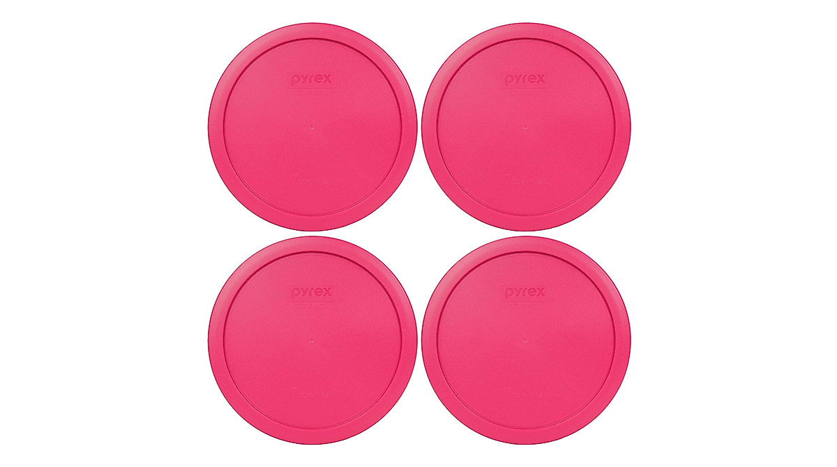 Pyrex 7402-PC 7-Cup Storage Lids - Fuchsia Pink 4 Pack