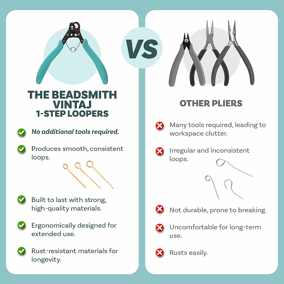 Vintaj 1-Step Looper Pliers, 1.5mm, 18-26g Craft Wire, Instantly Create Consistent Loops for Rosaries, Earrings, Bracelets, Necklaces and Wire Jewelry in One Step