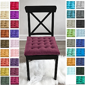 Infinity Collection Square Tufted Plush Chair Pad/Cushion for Kitchen Bar Stool Dining Room Durable Reversible with Tie Backs Size 15 in (Maroon, 1)