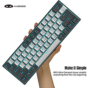 MageGee 60% Mechanical Keyboard, Gaming Keyboard with Blue Switches and Sea Blue Backlit Small Compact 60 Percent Keyboard Mechanical, Portable 60 Percent Gaming Keyboard Gamer(Black Grey)