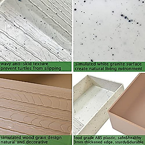 3pcs Tortoise Food Dish with Ramp and Basking Platform Leaf Tortoise Water Food Bowls Reptile Water Dish Turtle Reptile Pool for Amphibians Brown