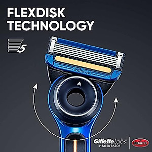 Gillette Heated Razor for Men, Bugatti Limited Edition Shave Kit by GilletteLabs, 1 Handle, 2 Razor Blade Refills, 1 Cleaning Cloth, 1 Charging Dock