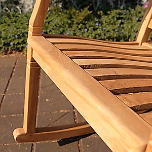 Cambridge Casual Wooden Arie Patio Porch Rocking Chair for Outdoor, Single Item/Natural Teak