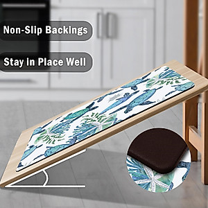 Tritard Coastal Beach Kitchen Rugs Mats Set of 2 Cushioned Anti Fatigue Kitchen Floor Mat 0.4 Inch Sea Turtles Non Slip Waterproof Kitchen Rug PVC Leather Comfort Mats for Kitchen, Blue, 17x28+17x47