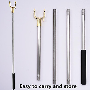 58 inch extended long rod wardrobe clothing telescopic rod with long handle, suitable for high reach areas, clothes drying rod with hook is very suitable for university dormitories
