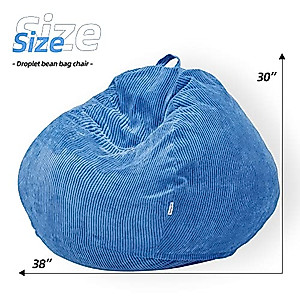 Homguava Bean Bag Chair: Teardrop Bean Bags with Memory Foam Filled, Compact Beanbag Chairs Soft Sofa with Corduroy Cover (Blue)