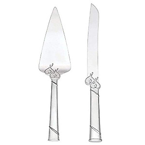 Lenox True Love Silver Personalized Wedding Cake Cutting Set, Engraved Wedding Cake Knife and Server, Wedding Cake Cutter