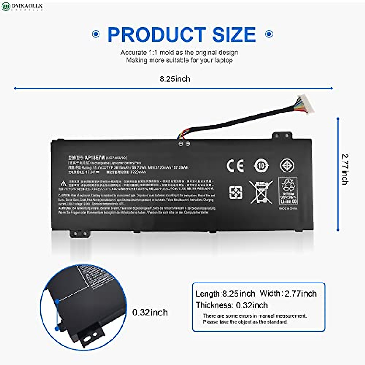 AP18E7M AP18E8M Battery for Acer Predator Helios 300 PH315-52 PH315-53 PH317-53 Predator Triton 300 PT315-51 Nitro 5 AN517-52 AN517-51 AN515-54 AN515-43 AN515-44 Nitro 7 AN715-51 Aspire 7 A715-74G