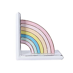NIKKY HOME Metal Rainbow Book Ends Non-Skid Cute Kids Bookends Book Stoppers for Girls Home Children's Room Classroom Nursery Decor, Pack of 2