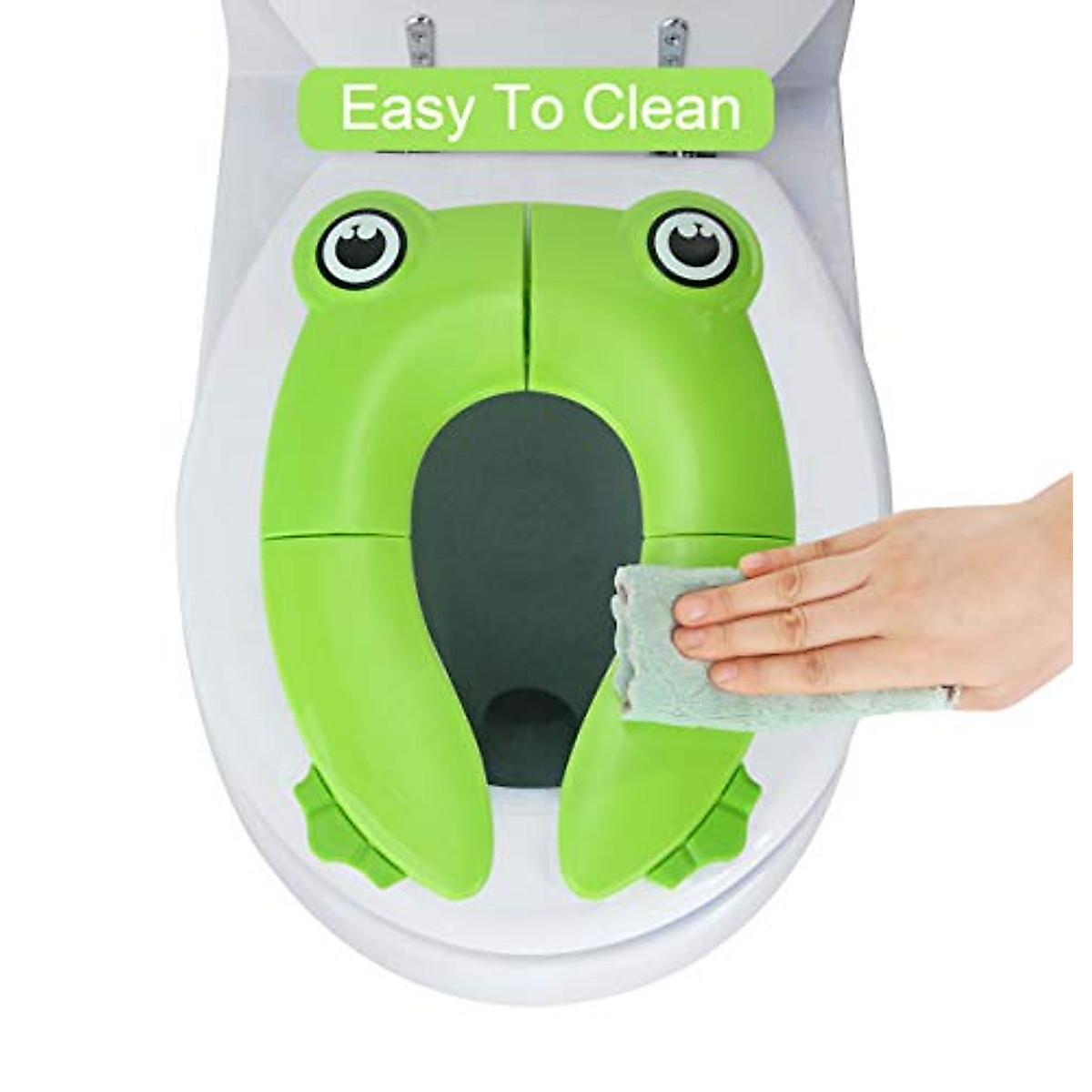 PandaEar Toilet Seat Cover | Folding Travel Toilet Seat for Children and Potty Training | Portable Silicone Toilet Seat for Toddlers, Boys & Girls with Non-Slip Silicone Pads | Recyclable Toilet Seat