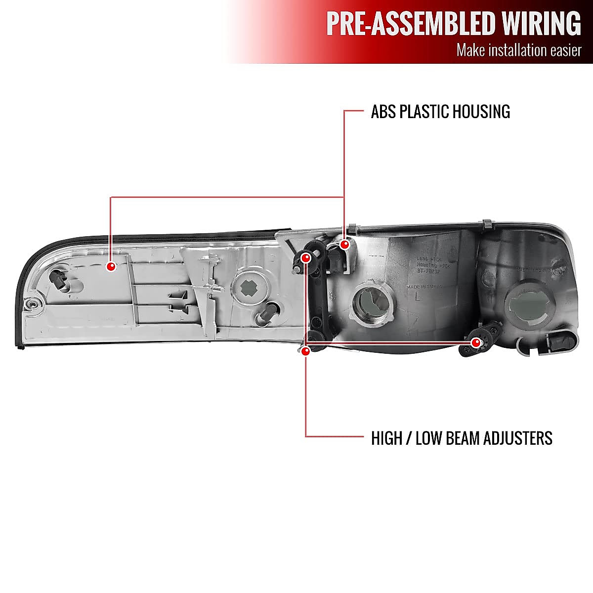 Carpartsinnovate For 98-11 Ford Crown Victoria Black Headlights+Corner Turn Signal Lamps Left+Right