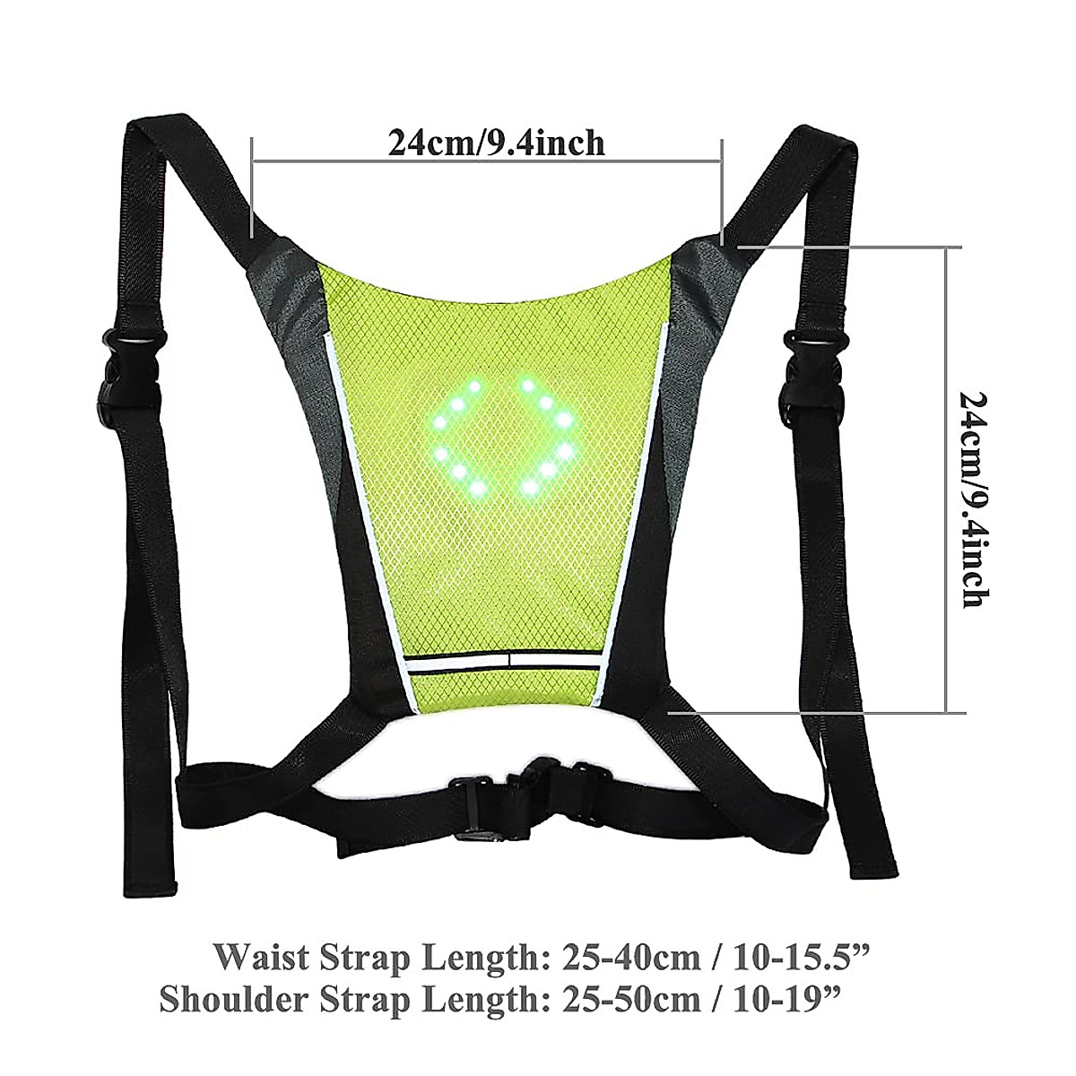 ECEEN LED Turn Signal Vest Bike Pack Guiding Light Reflective Running Gear Safety Warning Direction Backpack with Remote Controller for Night Cycling Running Walking Hiking Bag