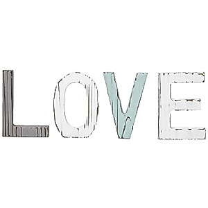 MyGift Decorative Wooden Freestanding Love Cut Out Letters Sign for Wedding Decor, Distressed Multi Colored Wood Word Sign for Dorm Decoration, Anniversary, Valentine's Day