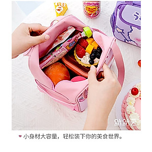 Kawaii Lunch Bag for Girls Lunch Box Insulated Cute Lunch Bags for Women Insulated Lunch Box for Kids (Pink)