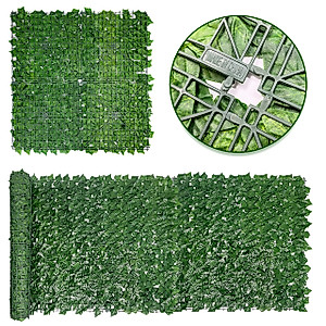 Bybeton Artificial Ivy Privacy Fence - 40" x 120" UV-Resistant Green Fake Vines Leaf Grass Wall - Patio, Balcony, Garden, Backyard Decor