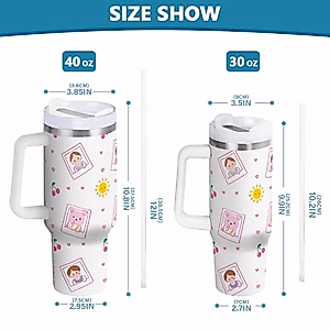 30 Oz Cute Bear Cartoon Steel Insulated Tumbler with Handle and Straw Fall Insulated Tumbler