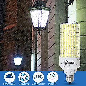 RIUVAO Led Corn Light Bulb 2 Pack,800W Equivalent 5000K Daylight 12000Lm Super Bright E26/E39 Base 80W Led Corn Bulbs,Replace Metal Halide HID CFL Led Bulb for Outdoor Indoor Area