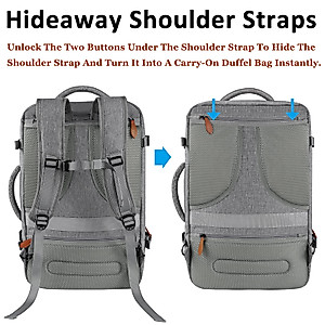 Vancropak 35L Travel Backpack, Travel Bag for Expandable Airplane Approved, Carry on Backpack with 3 Packing Cubes for Women Men, Overnight Weekender Hiking Luggage Personal Travelers Bag, Grey