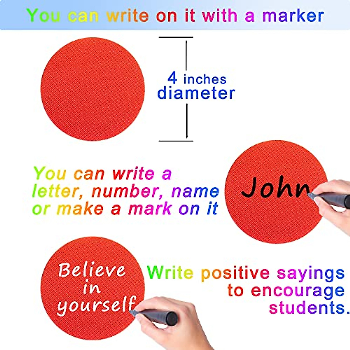 Colorful Classroom Sit Dots - 36 Durable Carpet Markers
