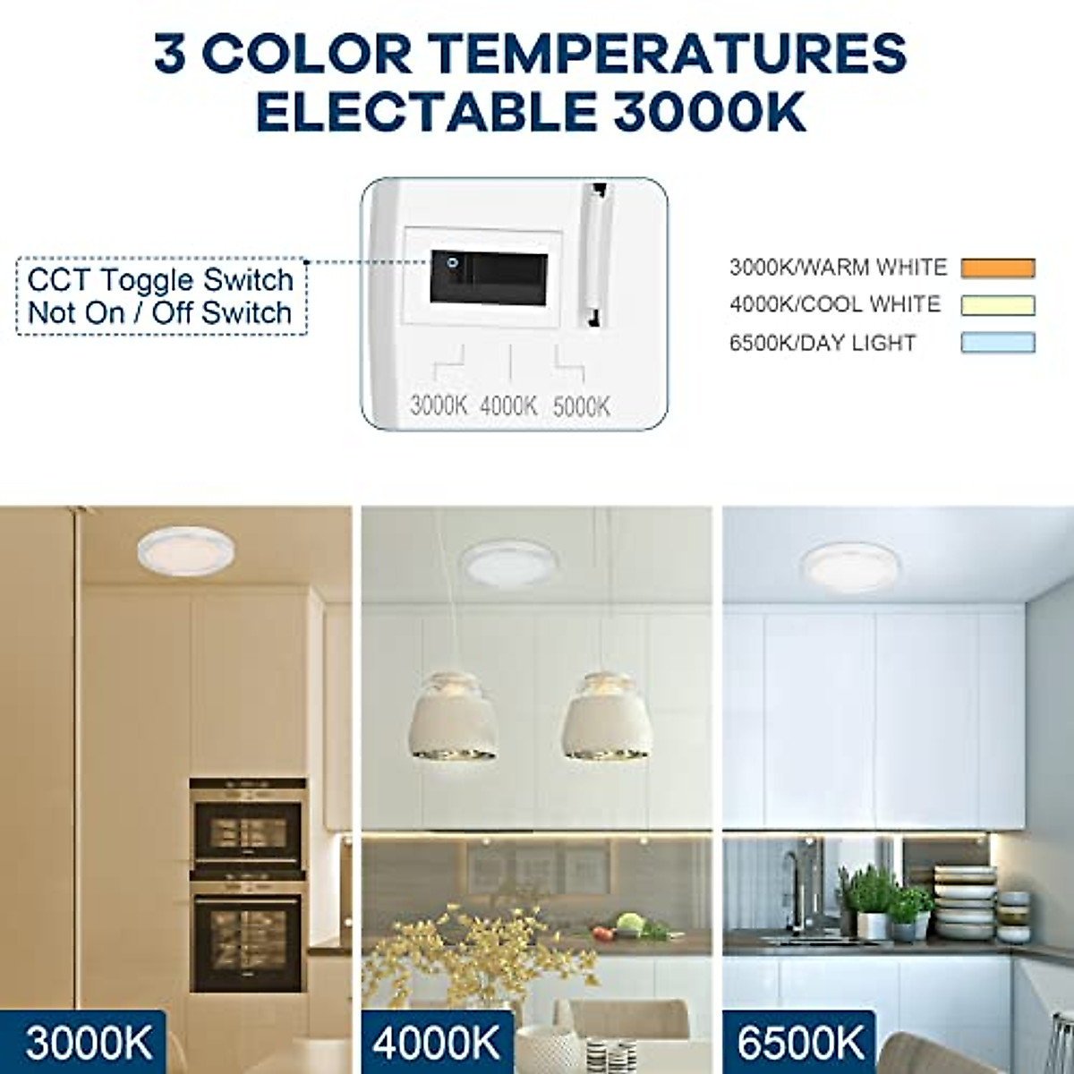 Youtob Motion Sensor Light LED Ceiling Light with 30s/180s Timeout Adjustable 3 Colors,15W 1500lm Round Lighting Fixture for Porches, Closets, Stairs(3000k/4000k/5000k Available) (White)