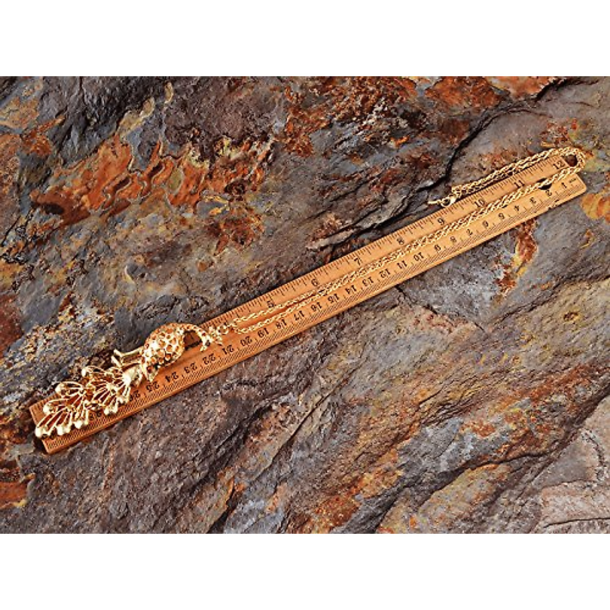 Alilang Golden Tone Blue Green Colored Rhinestone Peacock Bird Pendant Chain Necklace