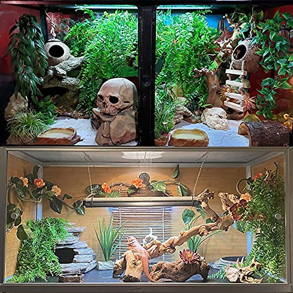 Tfwadmx Reptile Vines Plants Flexible Jungle Climbing Vine Gecko Coconut Coco Shell Hut Terrarium Plastic Plant Lizard Tank Accessories Habitat Decor for Gecko,Snake,Hermit Crab