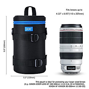 JJC Deluxe Lens Case Pouch for Canon EF 100-400mm f4.5-5.6L is USM/EF 70-200mm f2.8L is II USM,Nikon AF-S Nikkor 70-200mm f2.8/AF-S Nikkor 80-200mm f/2.8G and Other Lenses Below 4.33" x 8.85"(D x L)