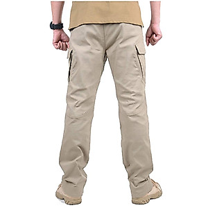 CARWORNIC Gear Men's Hiking Tactical Pants Lightweight Cotton Outdoor Military Combat Cargo Trousers Khaki