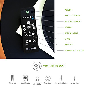 Kanto YU4GW Powered Speakers with Bluetooth and Built-in Phono Preamp | Auto Standby and Startup | Remote Included | 140W Peak Power | Pair | Gloss White