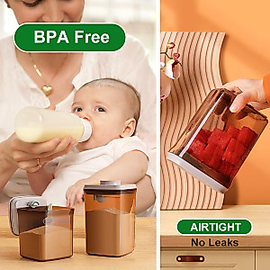 Formula Container, 1700Ml/730g Airtight Formula Dispenser, One Button Handy Pop Up Food Containers Milk Powder Container, BPA-Free Food Storage Containers with Lids, Scoop and Scraper, Dark Brown