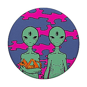 Trippy Alien Family Cat Psychedelic Hallucinogenic Space ET PopSockets Swappable PopGrip