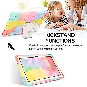 DOMAVER Galaxy Tab A8 Case Samsung Tab A8 Case 10.5 Inch with Butterfly Stand Shockproof Rugged Kids Friendly Silicone Heavy Duty Cover- Colorful Pink