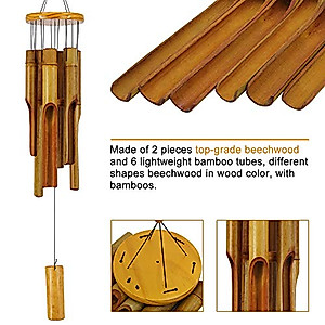 ASTARIN Bamboo Wind Chimes Outdoor,Wooden Wind Chimes with Melody Deep Tone,30" Classic Zen Garden Windchime for Relaxation, Grace.Home Décor for Patio, Garden or Indoor