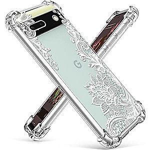 (3-Pack) for Google Pixel 6a Case, Soft Clear TPU [Scratch-Resistant] Drop Silicone Bumper Protection Shockproof Phone Case Cover for Google Pixel 6a,Flower