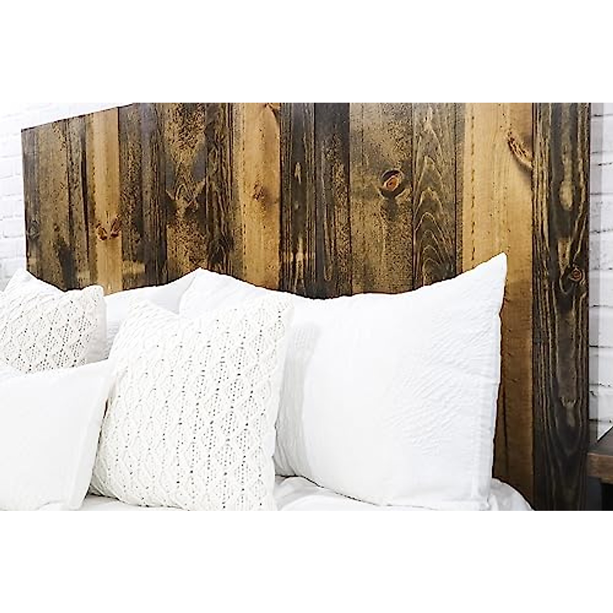 Barn Walls Dark Brown Headboard, Rustic Design, Solid Wood Headboard, Floating Panels, Wall Mount, Adjustable Height, Easy Assembly, Queen Size