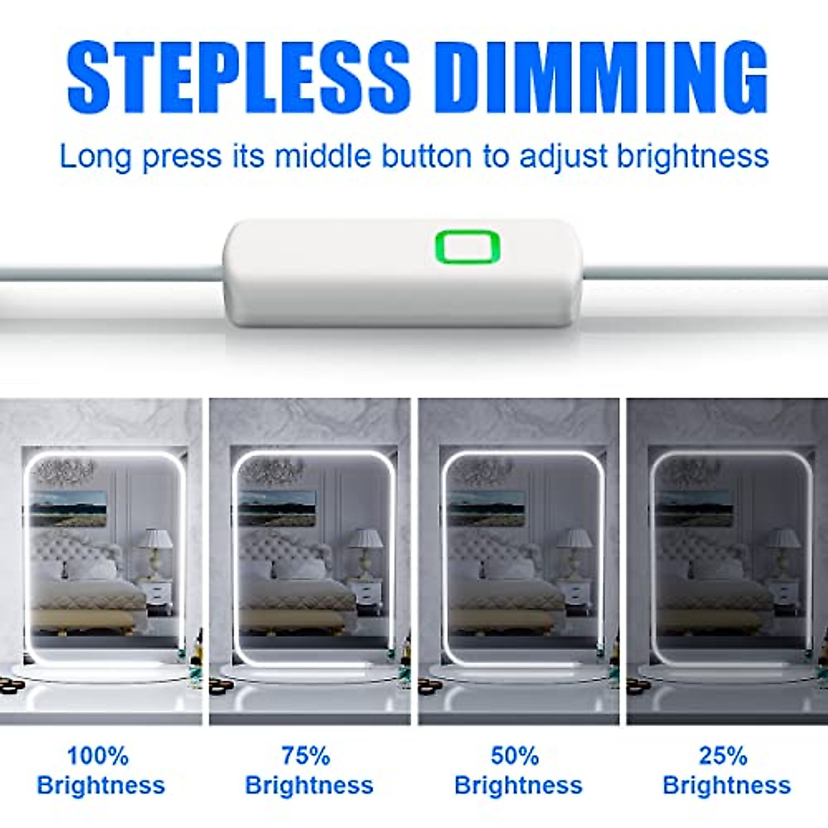 MY BEAUTY LIGHT LED Vanity Lights, 6000K Dimmable Daylight White Vanity Mirror Lights, 6.56FT Bright Makeup Light, ELT Approval 24V Stick on Lights for Bathroom Mirror, Full Length Mirror, Wall Mirror