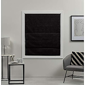 Exclusive Home Acadia 100% Blackout Polyester Roman Shade, 27"x64", Black