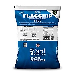 24-0-6 Flagship Granular Lawn Fertilizer with 3% Iron, Bio-Nite™, 45 lb Bag Covers 15,000 sq ft, 6% Potassium, Micronutrients and 24% Slow Release Nitrogen