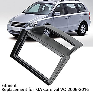 Qiilu Car Stereo Dash Radio Fascia Kit, 9in Car Stereo Radio Fascia Seamless Fit Replacement for KIA Carnival VQ 2006‑2016