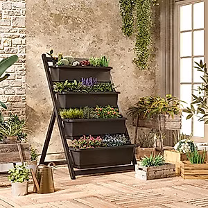 FLEXIMOUNTS Vertical Raised Garden Bed,4Ft Freestanding Elevated Garden Planters with 4 Drainage Container Boxes, fit to Grow Herb Vegetables Flowers on Patio Balcony Greenhouse Garden