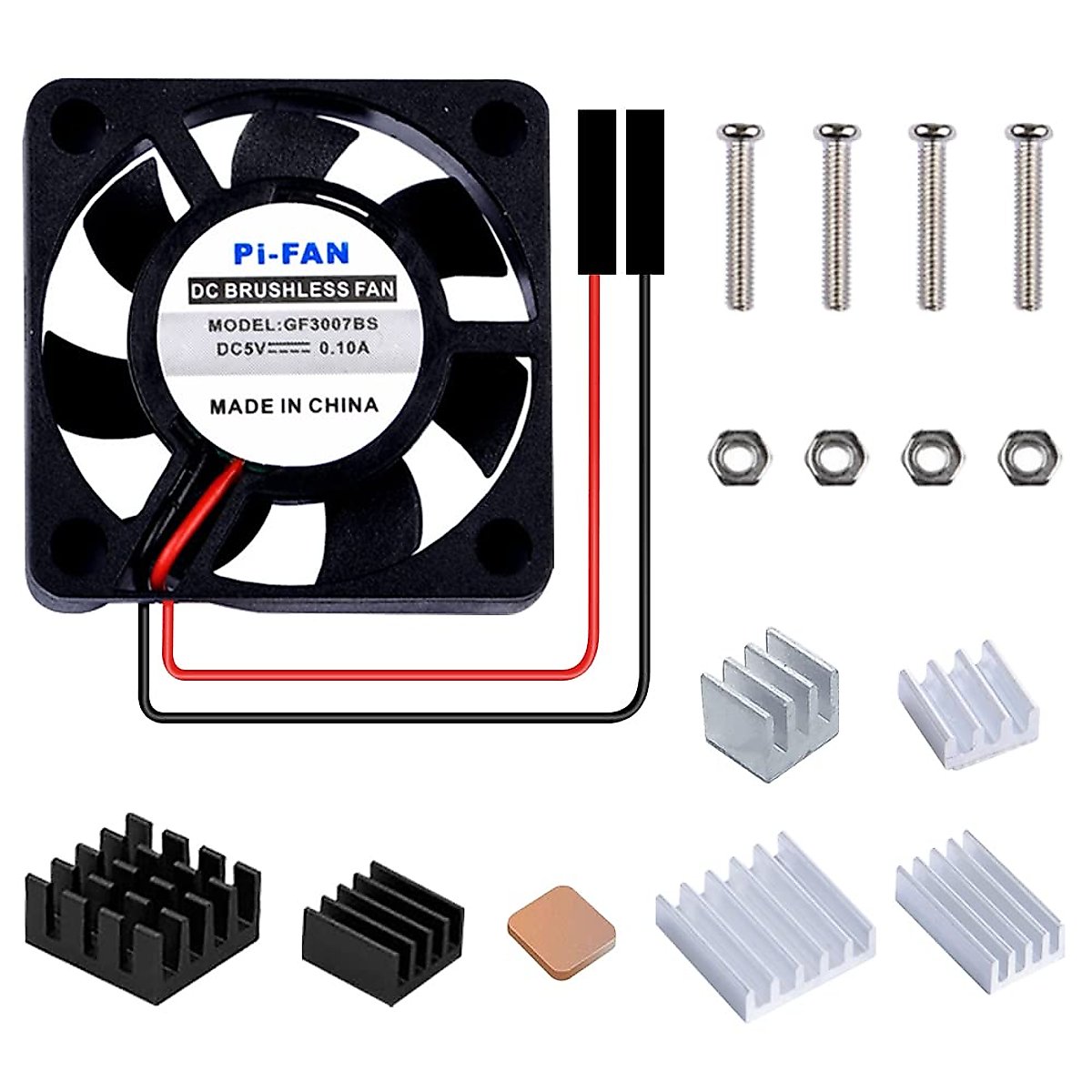 GeeekPi Fan for Raspberry Pi - 30x30x7mm DC 5V Brushless CPU Cooling Fan with 7PCS Heatsink for Pi 4 Model B, 3B+, 3 & Retroflag NESPI CASE Plus (1-Pack)
