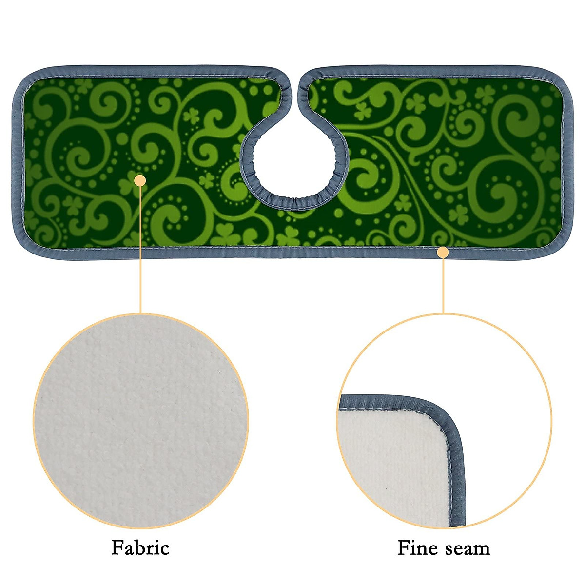 Kitchen Faucet Mats 3 Pieces St.Patrick's Day Green Shamrock Curls Absorbent Faucet Sink Splash Guard Bathroom Counter and RV,Faucet Counter Sink Water Stains Preventer