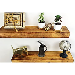 Modern Timber Craft Reclaimed Wood Wall Shelves | Rustic Wall Decor | Set of 2 (24" x 6") | Easy-to-Install Hardware Included (Oiled)